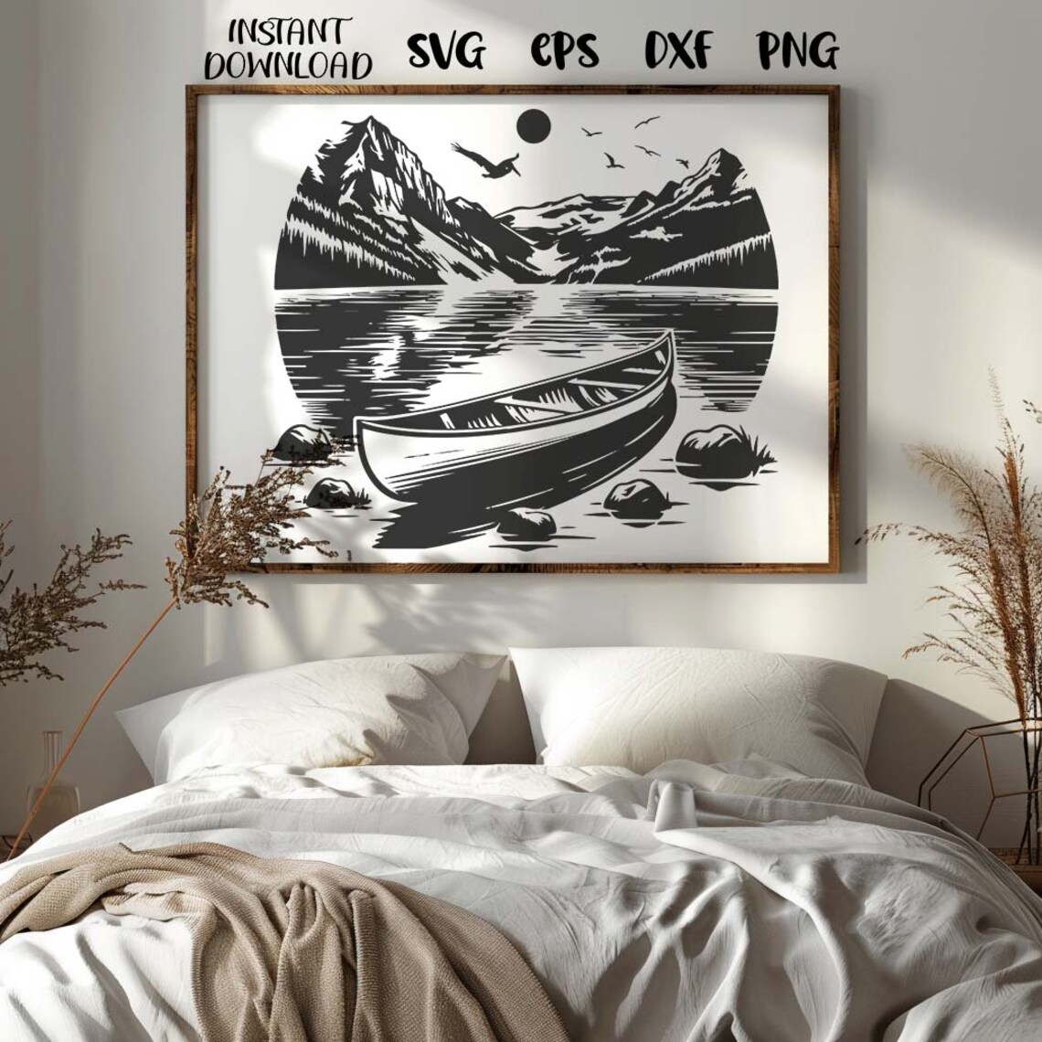 LAKE Scene SVG, Lake Scene Eps, Lake Scene Png, Lake Scene Dxf, CANOE ...