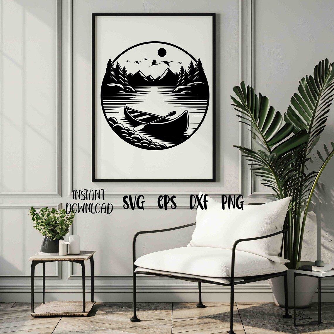 LAKE Scene SVG, Lake Scene Eps, Lake Scene Png, Lake Scene Dxf, CANOE ...