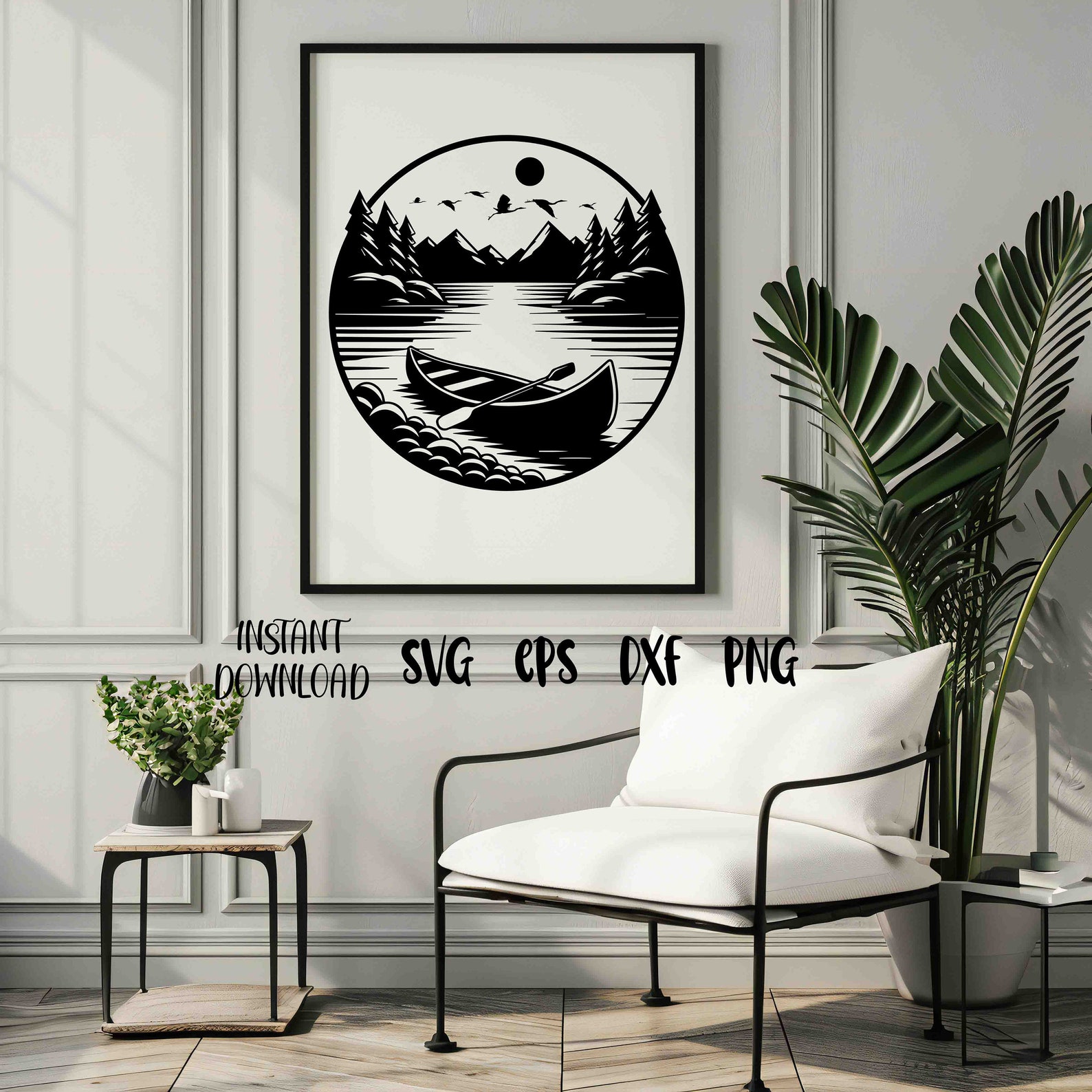 LAKE Scene SVG, Lake Scene Eps, Lake Scene Png, Lake Scene Dxf, CANOE ...