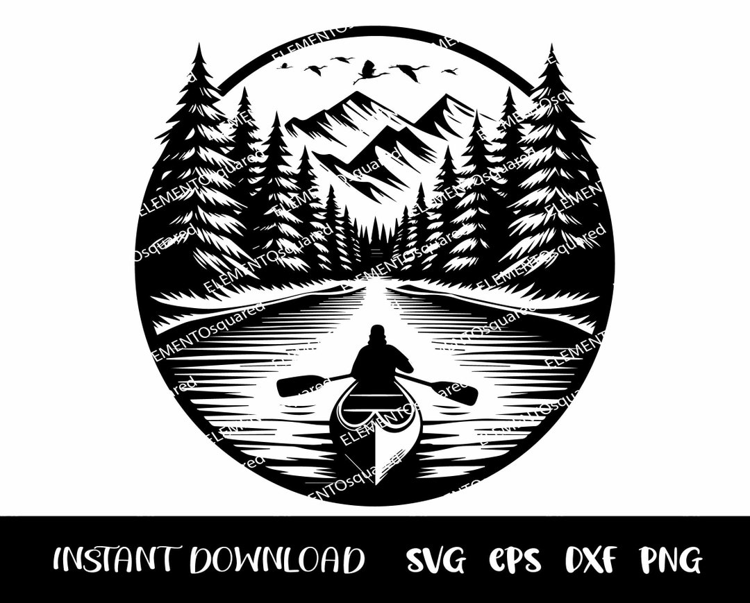 LAKE Scene SVG, Lake Scene Eps, Lake Scene Png, Lake Scene Dxf, CANOE ...