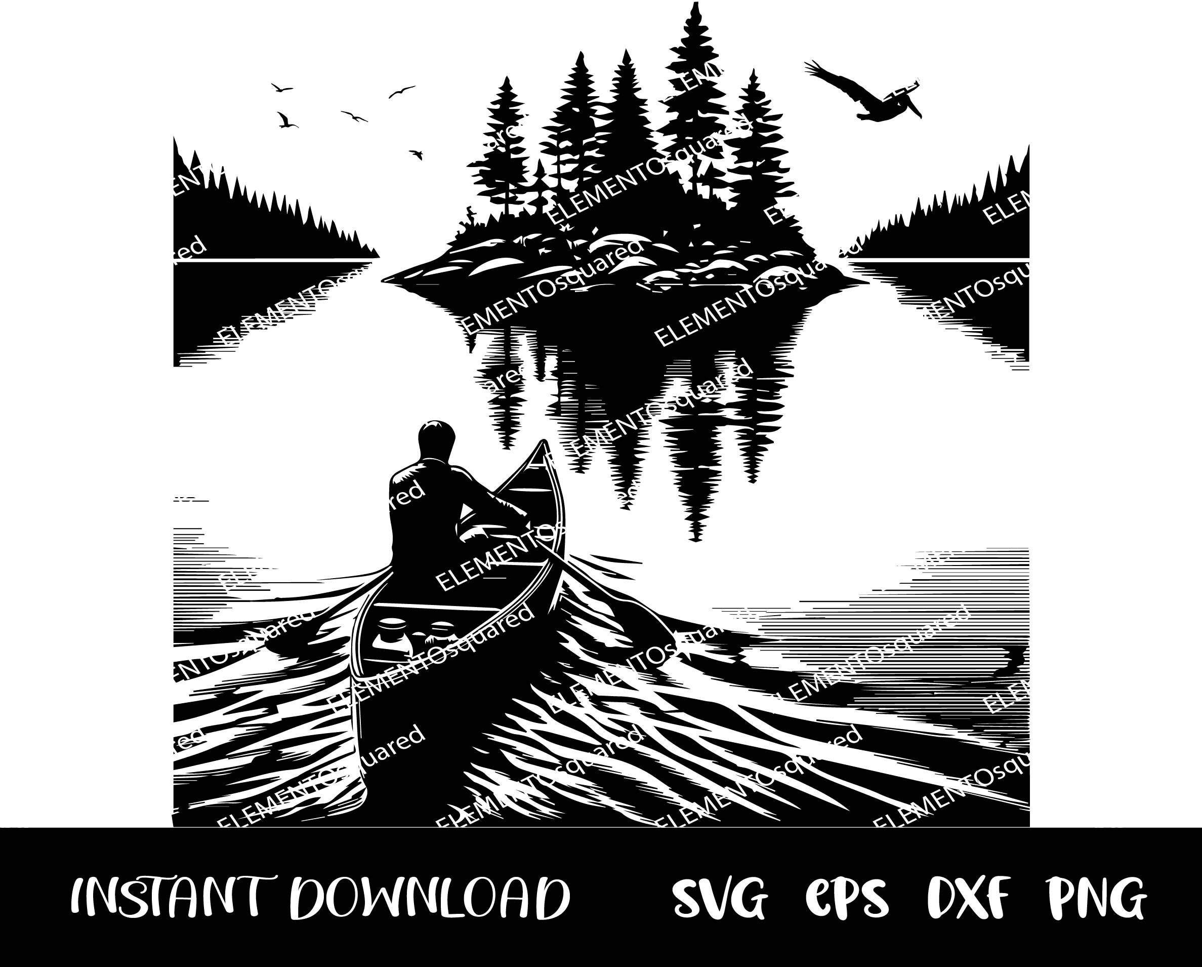 LAKE Scene SVG, Lake Scene Eps, Lake Scene Png, Lake Scene Dxf, CANOE ...