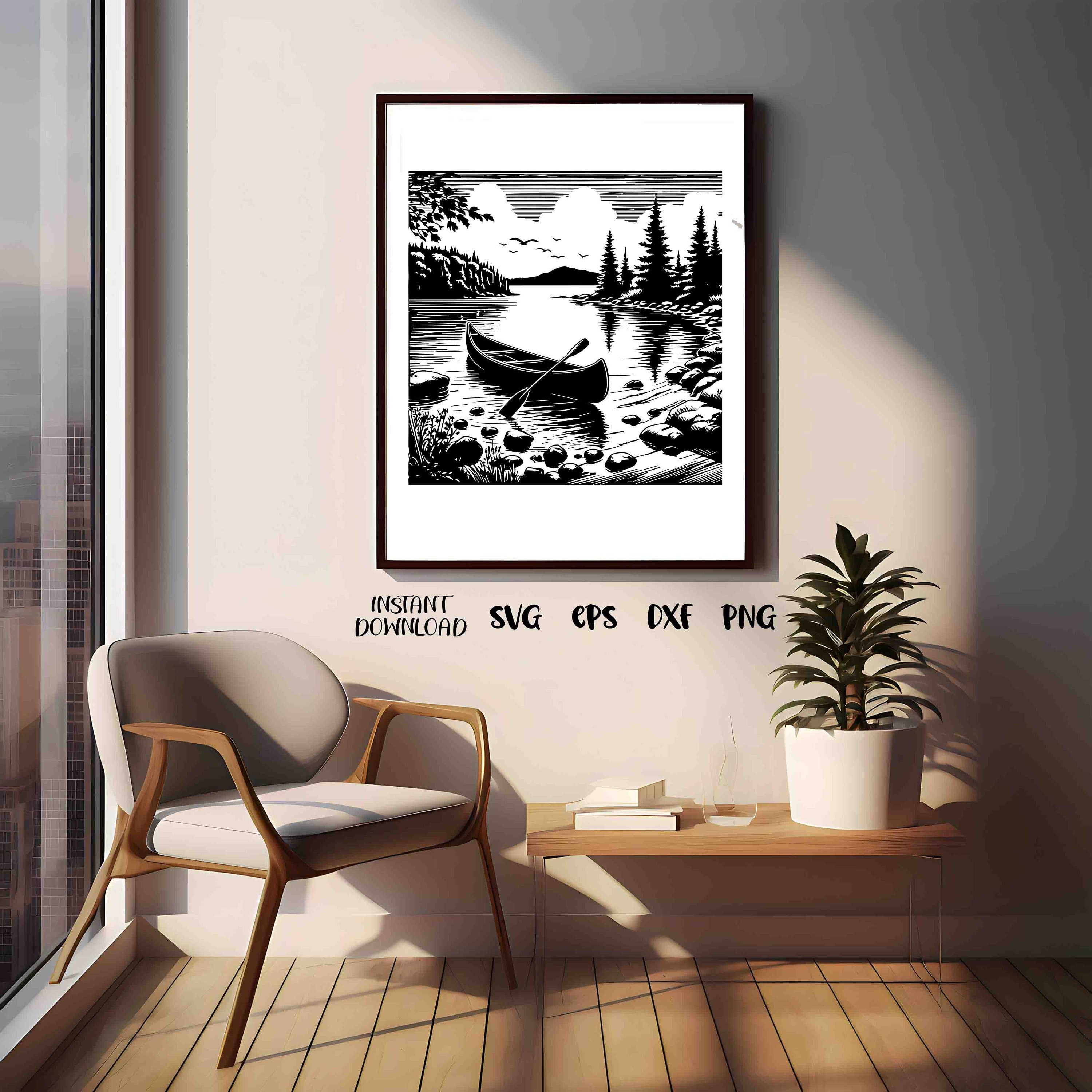 LAKE Scene SVG, Lake Scene Eps, Lake Scene Png, Lake Scene Dxf, CANOE ...