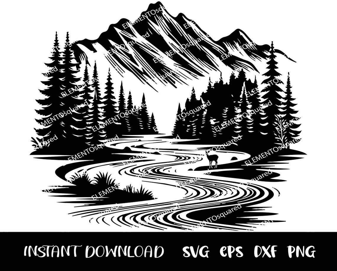 LAKE Scene SVG, Lake Scene Eps, Lake Scene Png, Lake Scene Dxf, CANOE ...