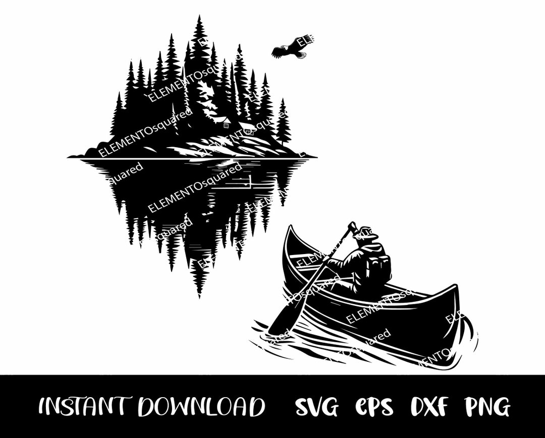 LAKE Scene SVG, Lake Scene Eps, Lake Scene Png, Lake Scene Dxf, CANOE ...