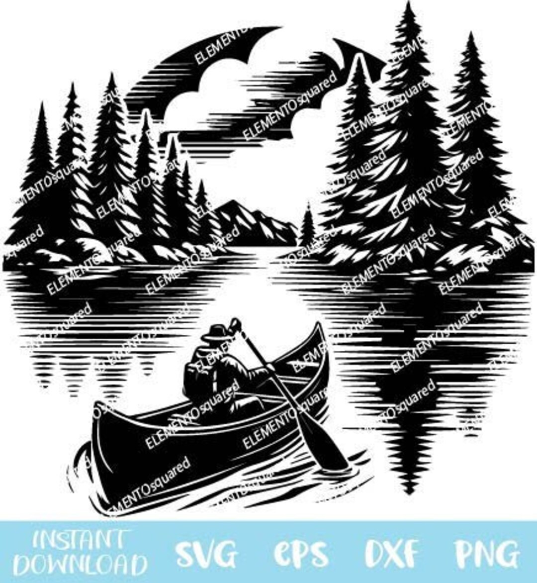 LAKE Scene SVG, Lake Scene Eps, Lake Scene Png, Lake Scene Dxf, CANOE ...
