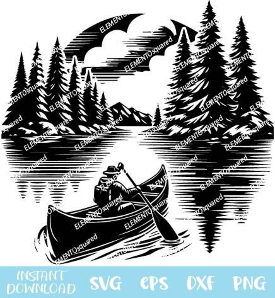 LAKE Scene SVG, Lake Scene Eps, Lake Scene Png, Lake Scene Dxf, CANOE ...