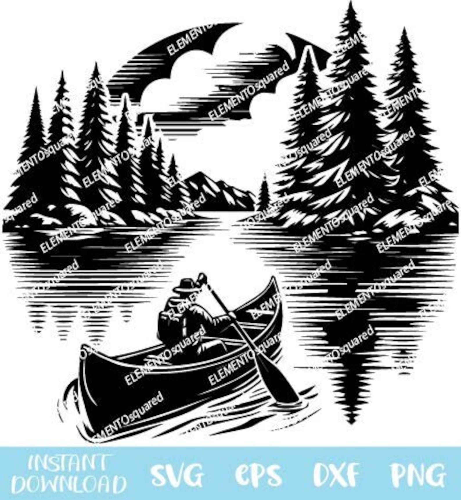 LAKE Scene SVG, Lake Scene Eps, Lake Scene Png, Lake Scene Dxf, CANOE ...