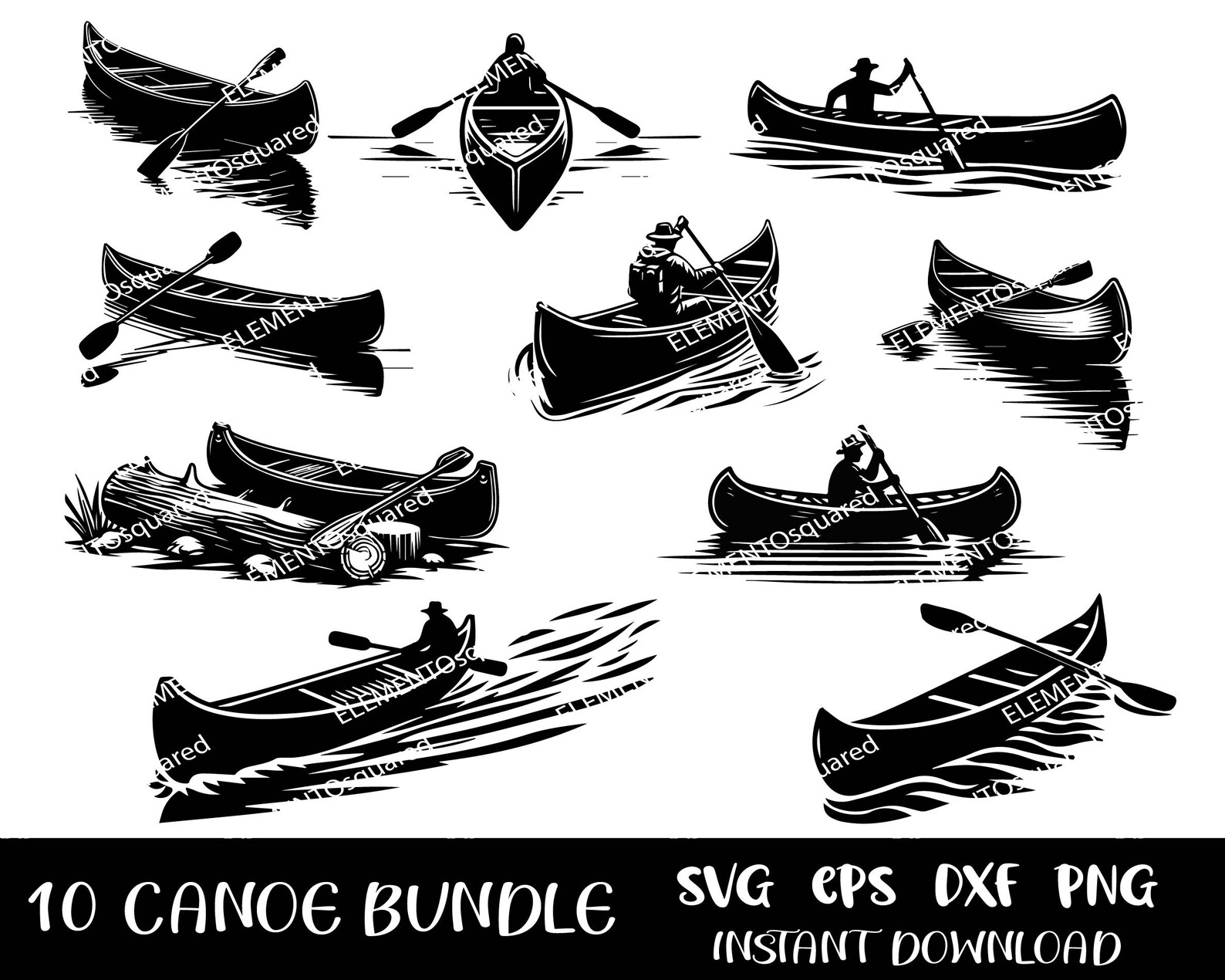 CANOE Bundle SVG, Png, Eps, Dxf, Adventure Svg Canoe Silhouette Png ...