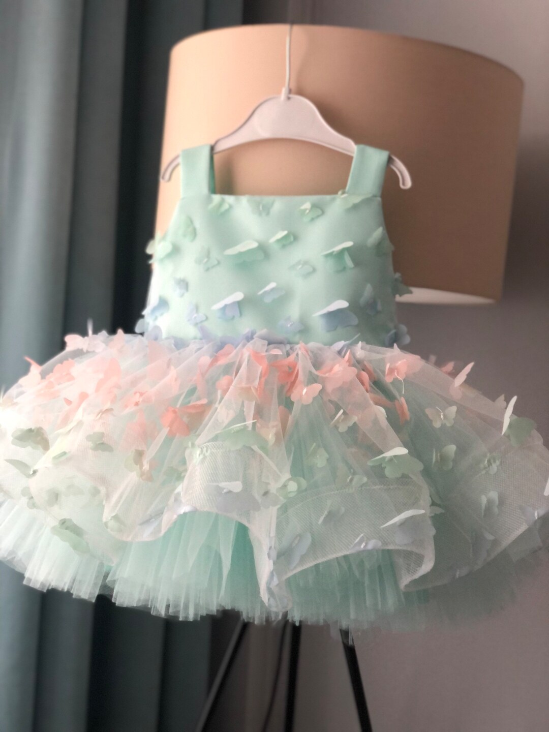 Water Green | Powder | Blue BUTTERFLY Tutu Dress, First Birthday, Baby ...
