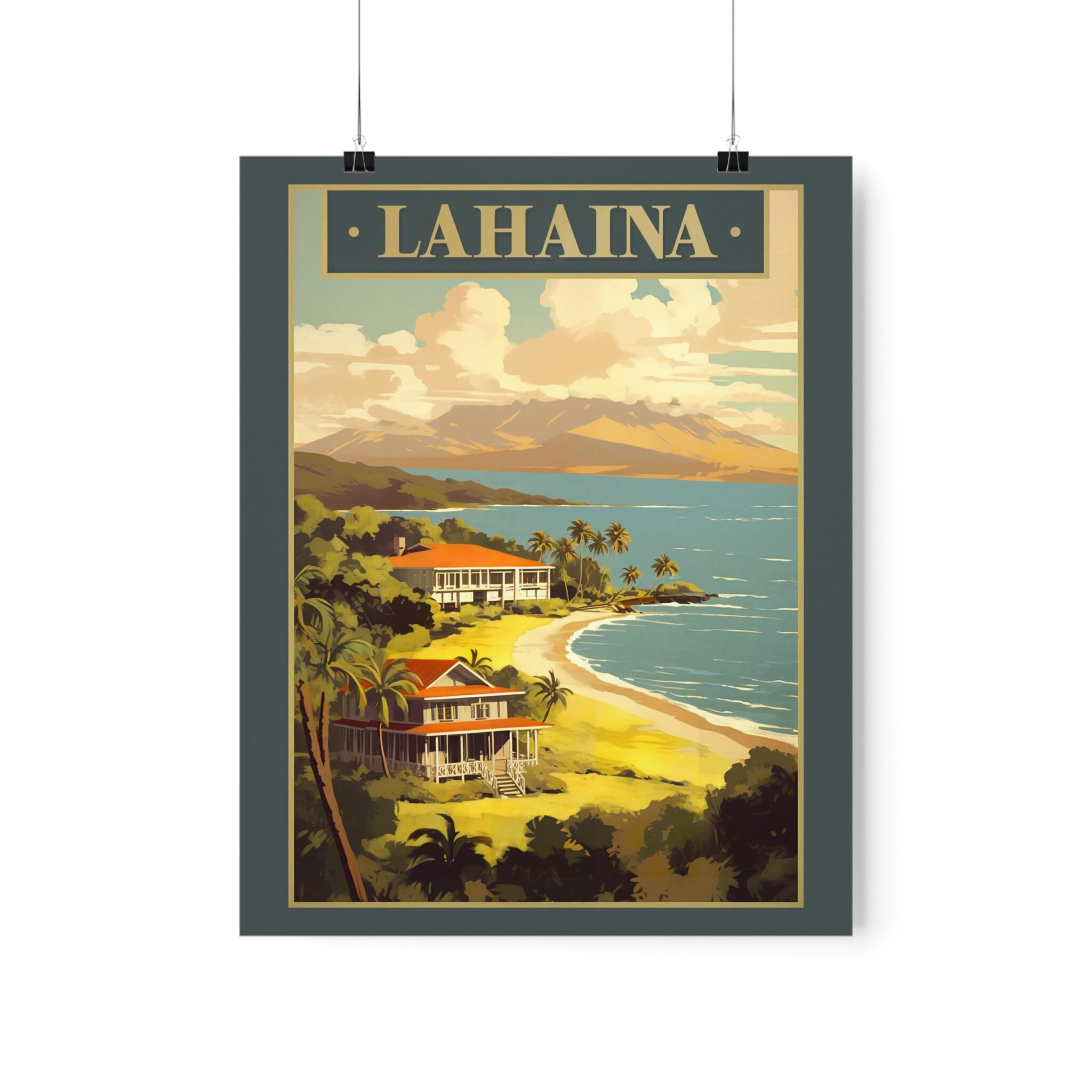 Lahaina Maui Hawaii Travel Poster Islands Tropical - Etsy