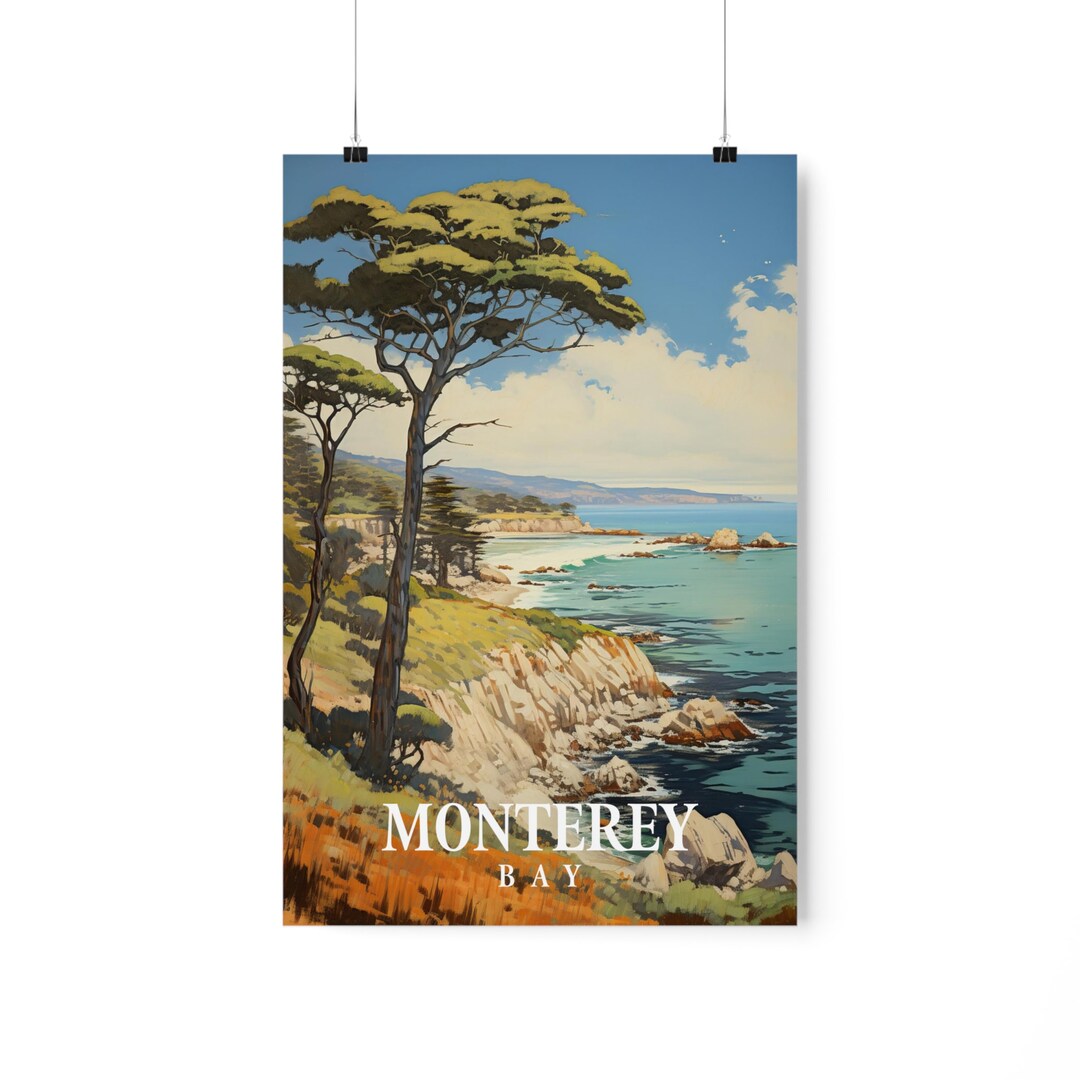 Monterey Bay, Vintage Travel Poster, California, Travel Print, Premium ...