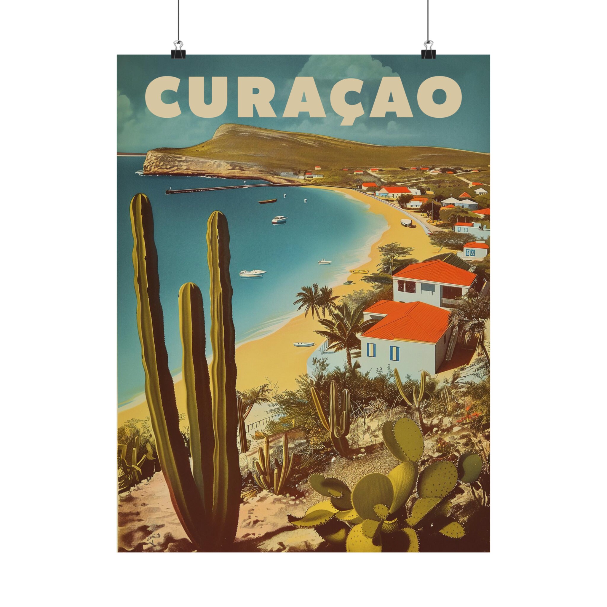 1970s Curacao Vintage Travel Poster - Etsy