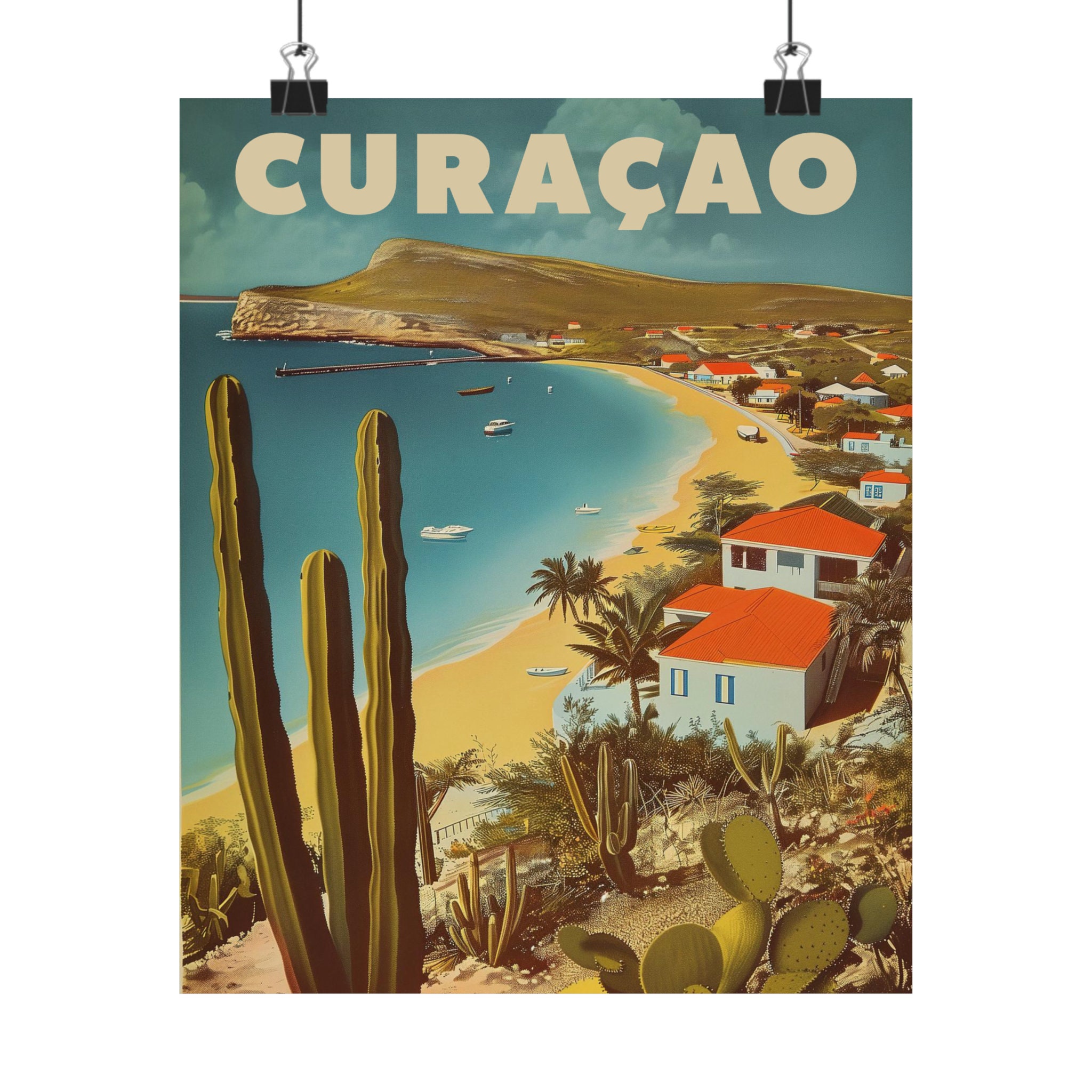 1970s Curacao Vintage Travel Poster - Etsy