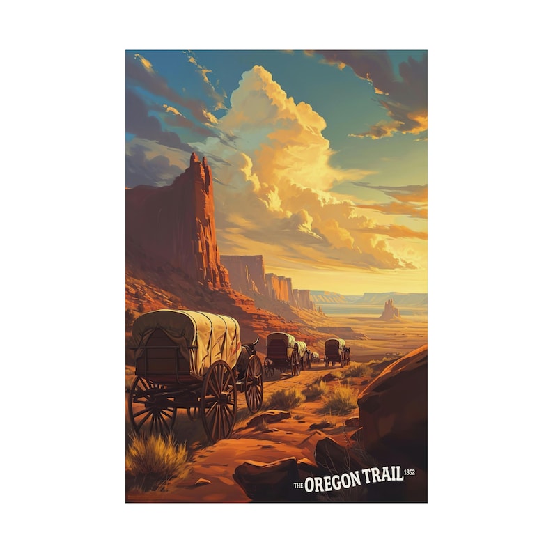 Affiche de voyage Oregon Trail, impression de voyage, illustration ...
