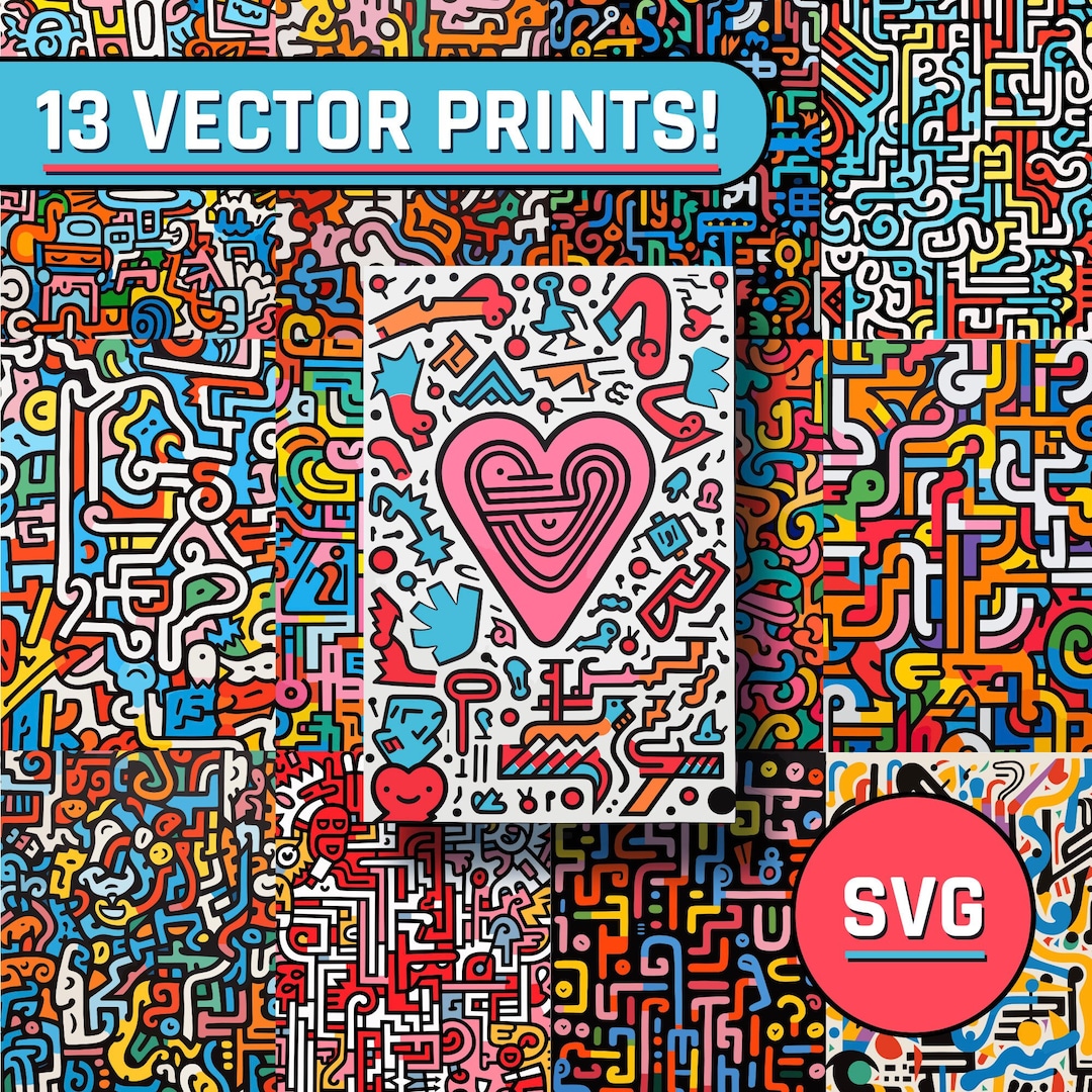 Keith Haring Poster Set, Vector Pack, Digital Download - Etsy