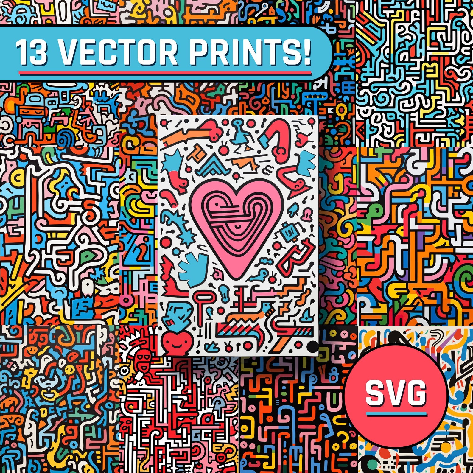 Keith Haring Poster Set, Vector Pack, Digital Download - Etsy