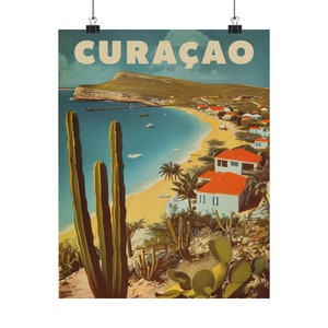 1970s Curacao Vintage Travel Poster - Etsy