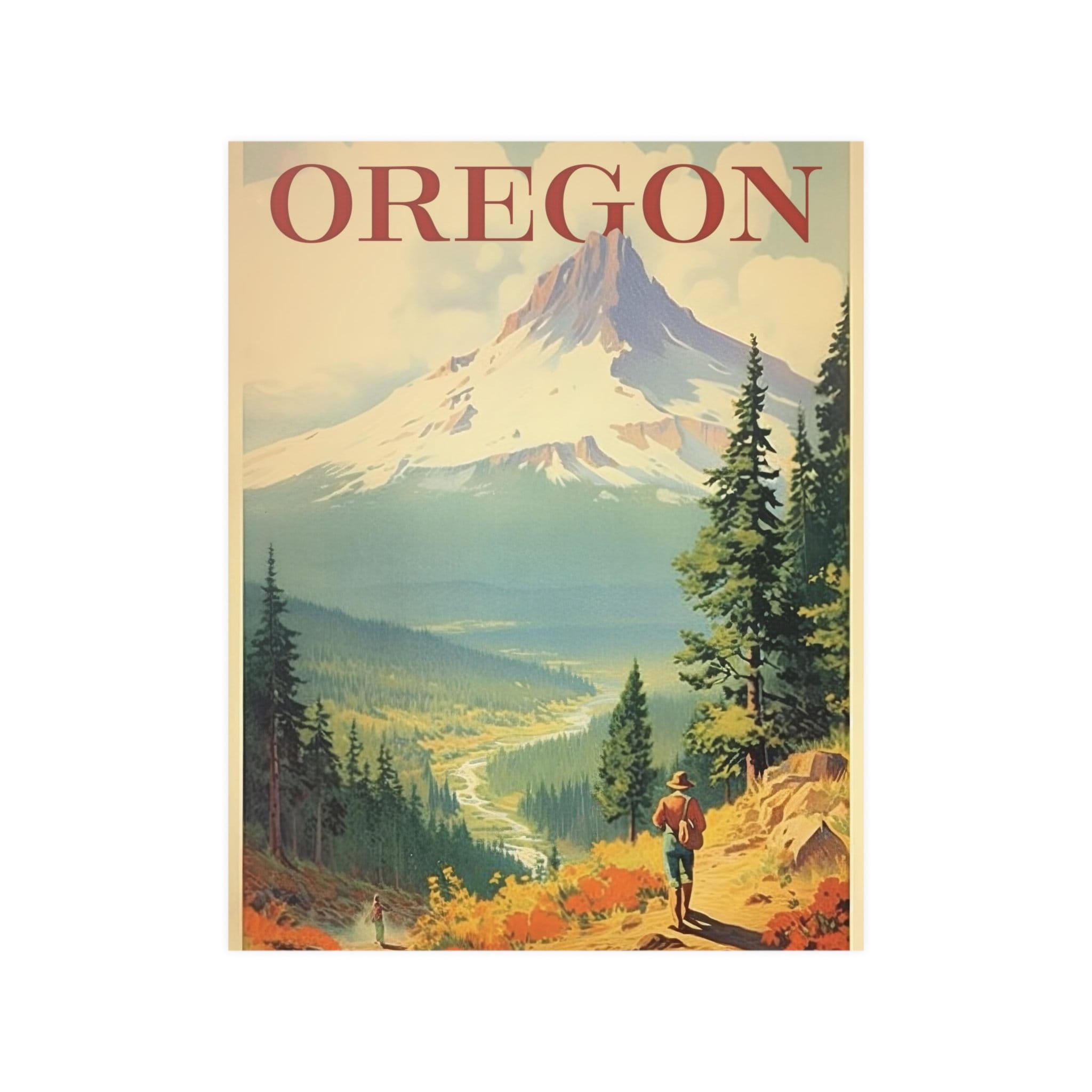 Vintage Oregon Travel Poster, Randonnée, Mt. Hood, Nature, Forêt ...
