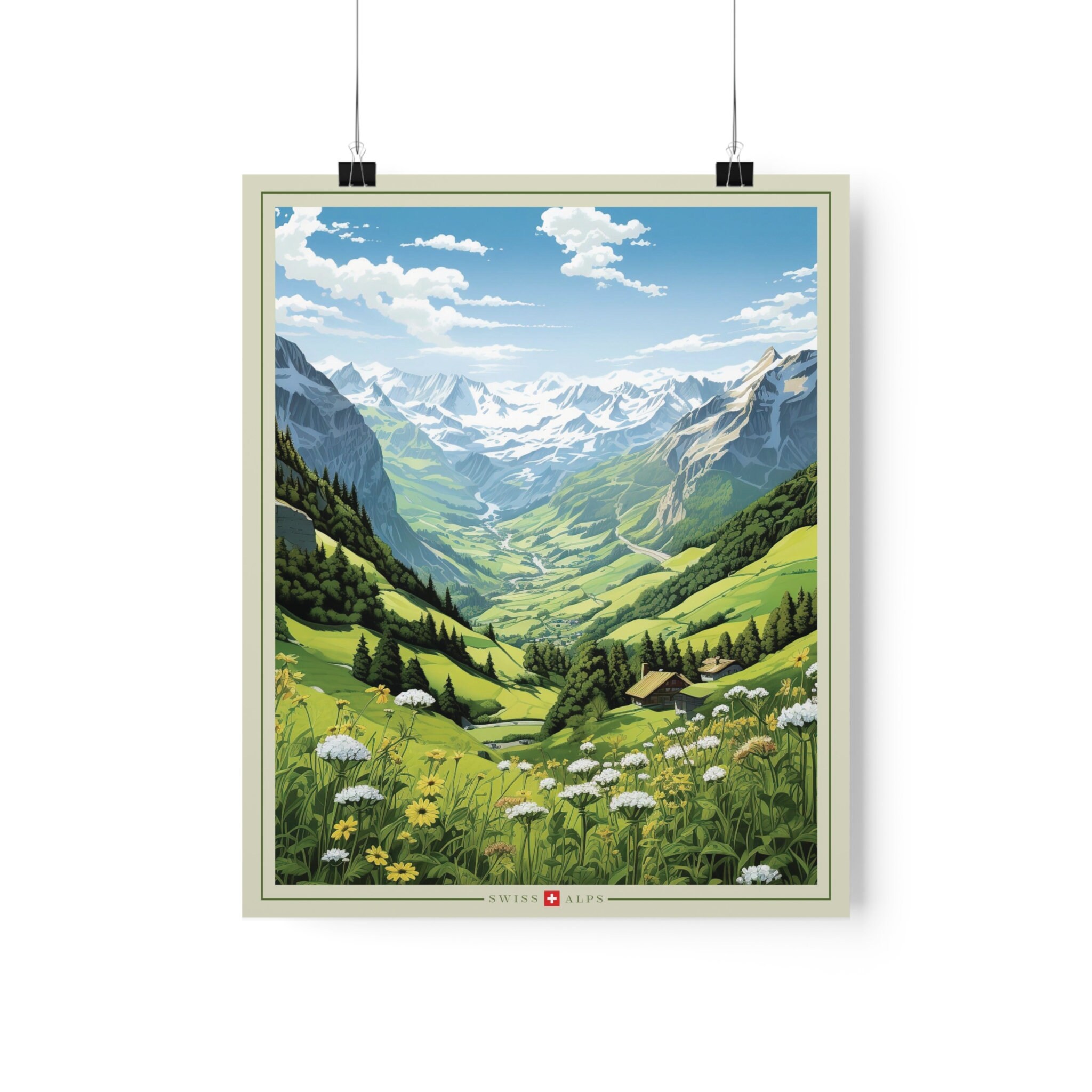 Swiss Alps Travel Poster, Switzerland, Europe, Premium Matte Vertical ...