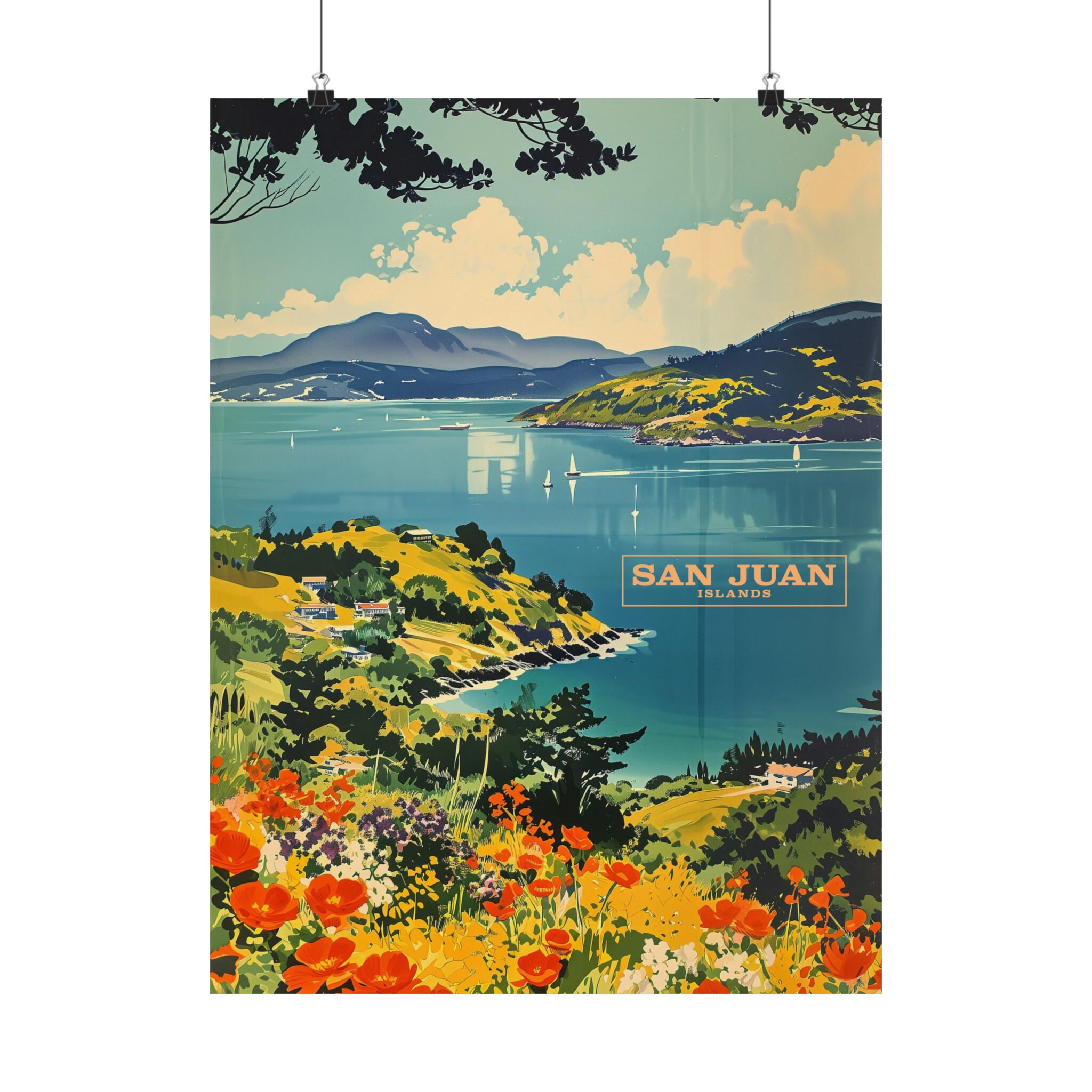 1970s San Juan Islands Vintage Travel Poster - Etsy