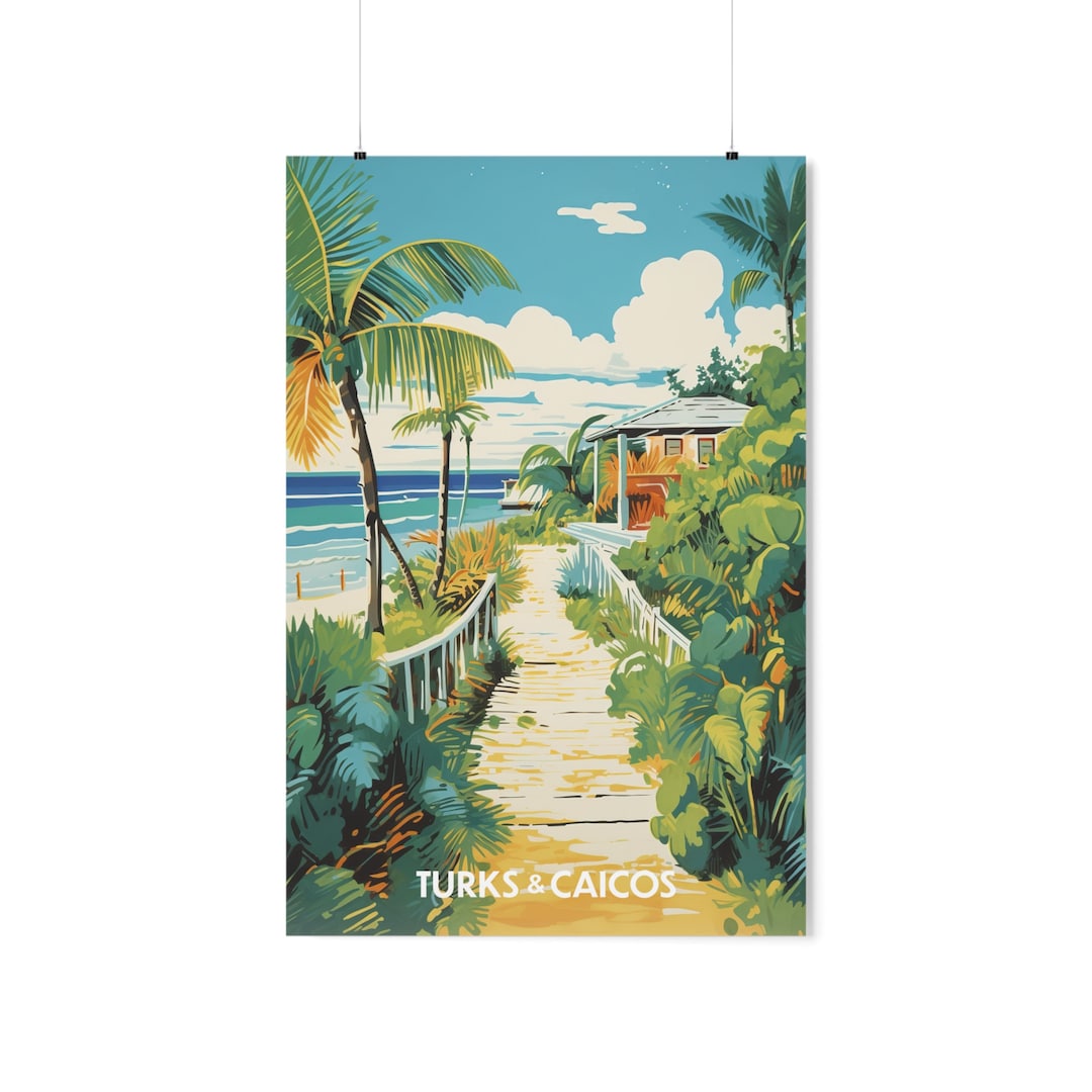 Turks and Caicos Travel Poster, Caribbean, Travel Print, Premium Matte ...