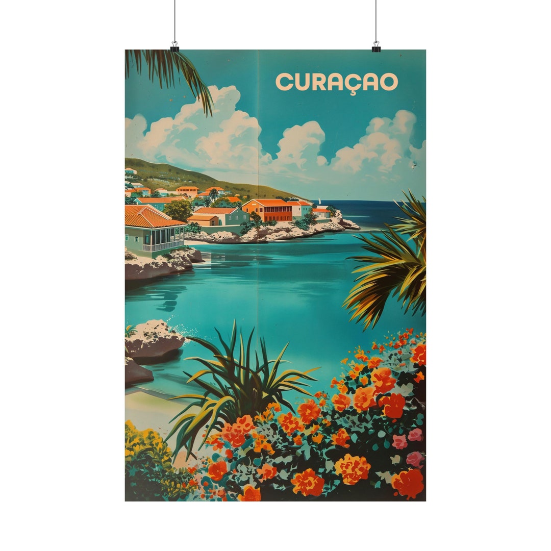 1970s Curacao Vintage Travel Poster - Etsy