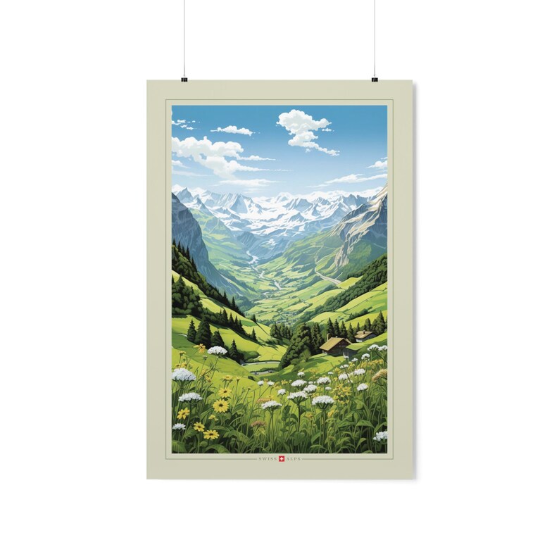 Swiss Alps Travel Poster, Switzerland, Europe, Premium Matte Vertical ...