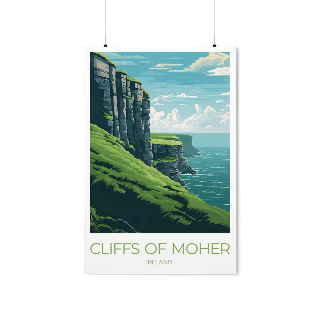 Cliffs of Moher Travel Poster, Ireland, Europe, Premium Matte Vertical ...