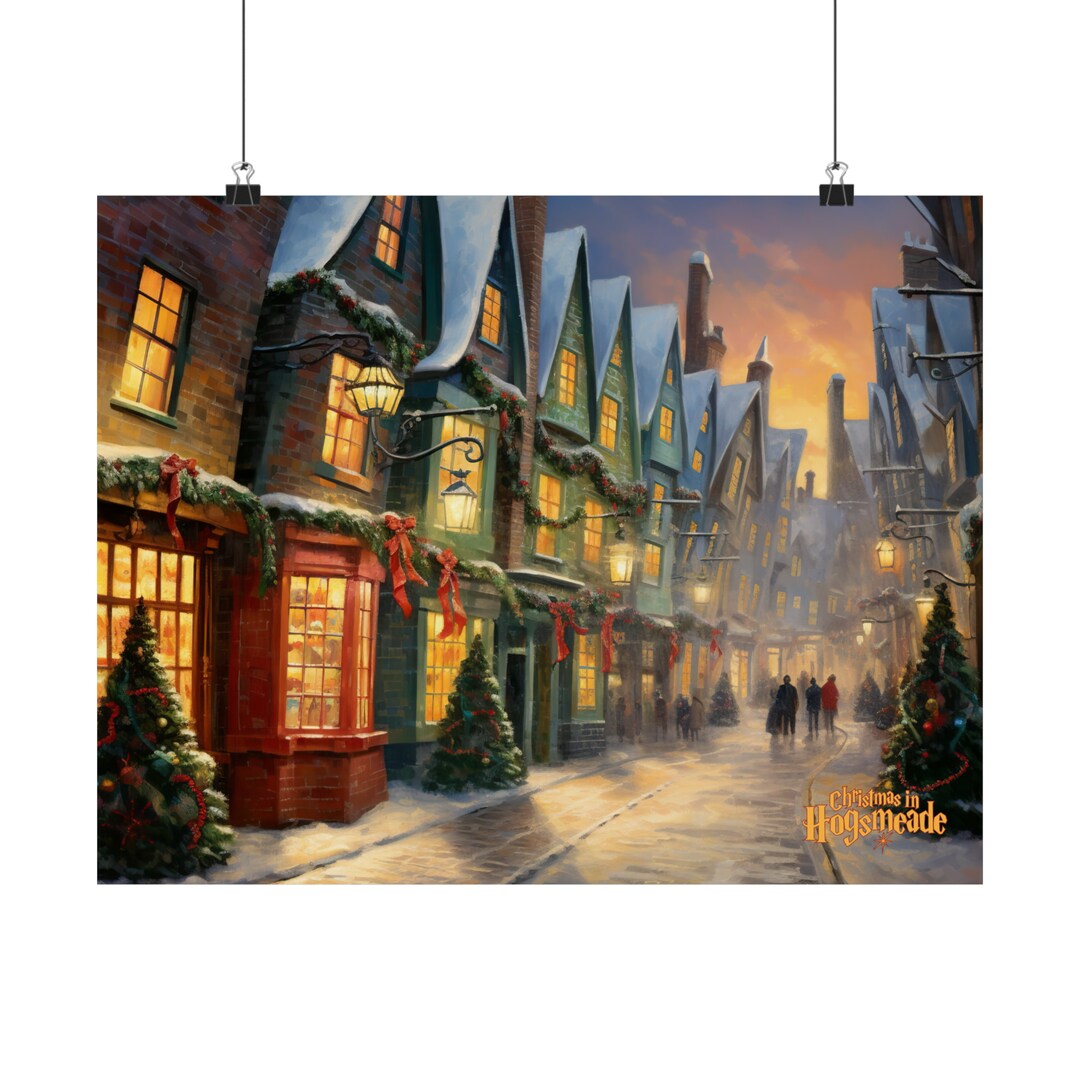 Hogsmeade Christmas, Travel Poster, Illustration, Wizarding World ...