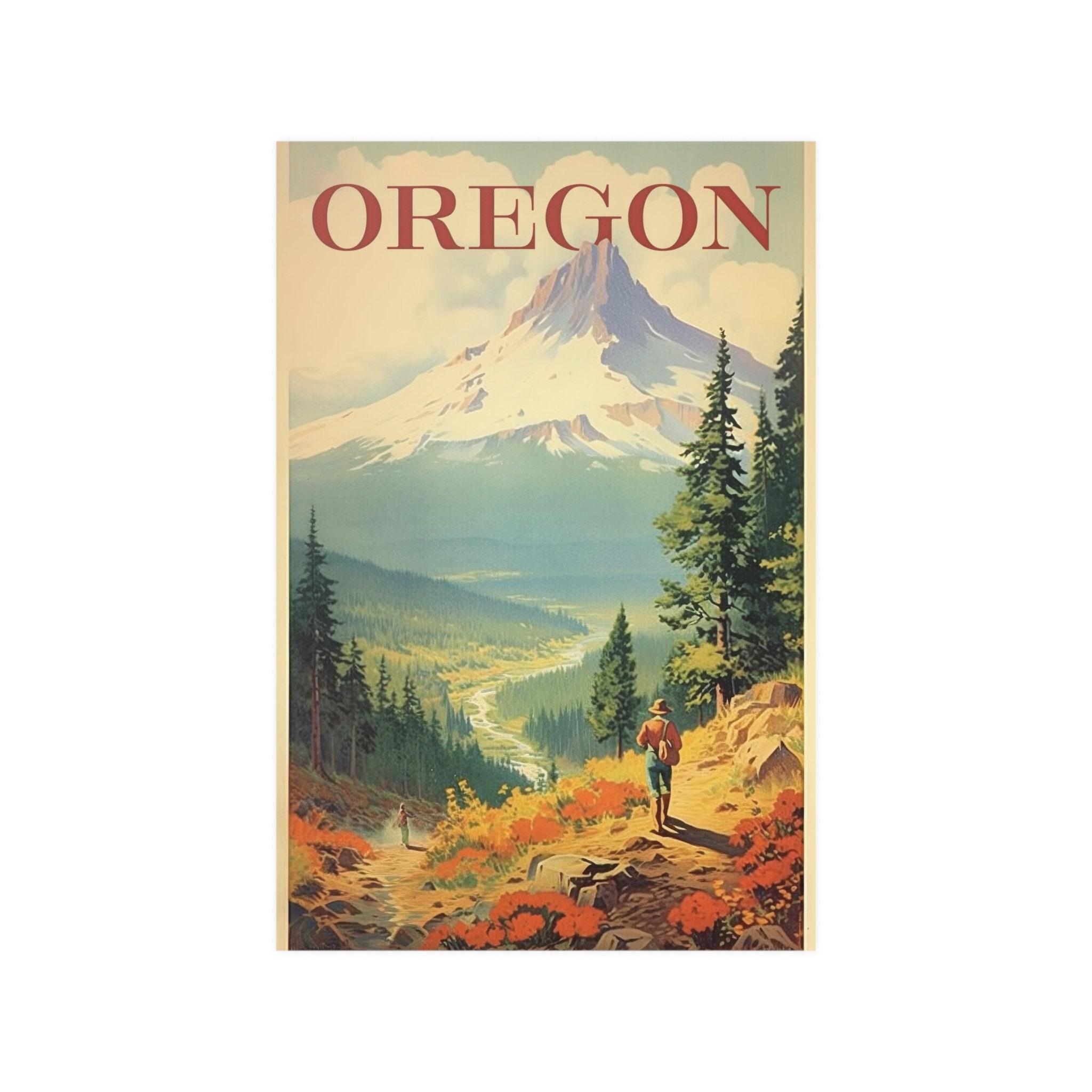 Vintage Oregon Travel Poster, Randonnée, Mt. Hood, Nature, Forêt ...