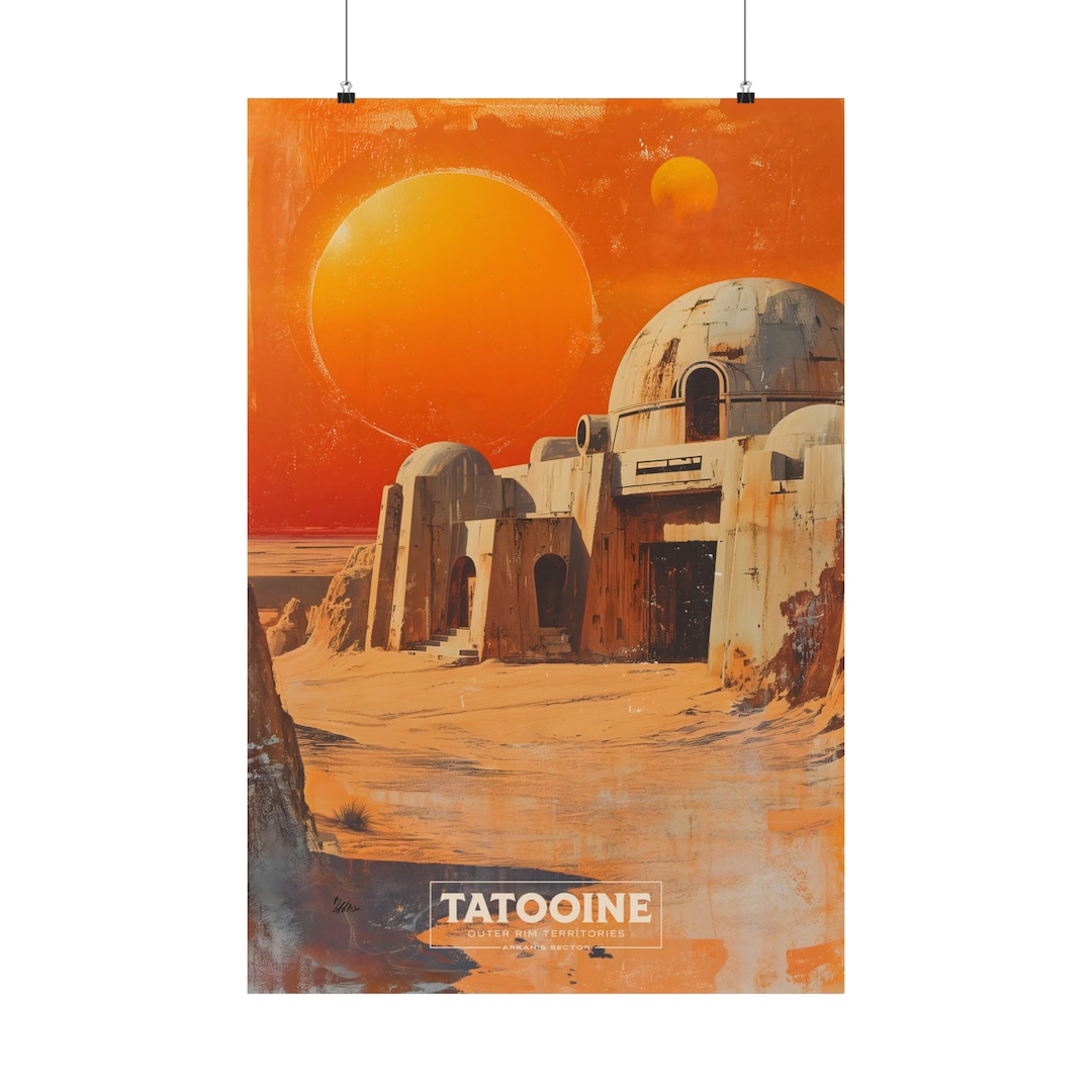 Tatooine Travel Poster, Binary Sunset, Illustration - Etsy