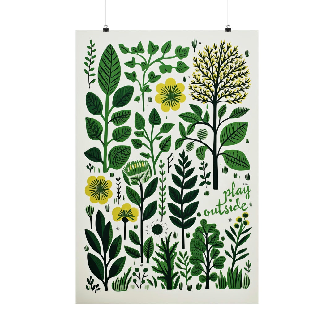 Nursery Nature Art, Play Outside, Illustration, Wall Decor, Poster ...
