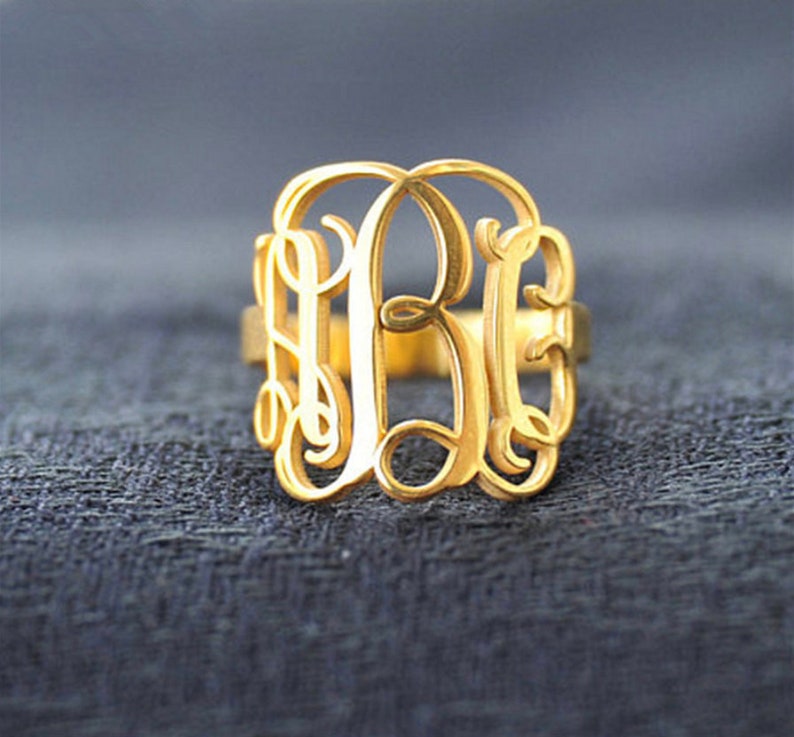 Custom Personalised Monogram Ring With Your Initials. Gold, Rose Gold ...