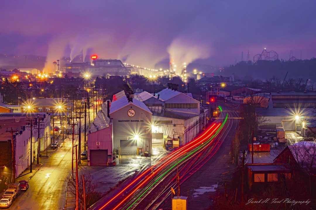 Rankin - Edgar Thomson From Rankin Bridge on Foggy Morning With Light ...