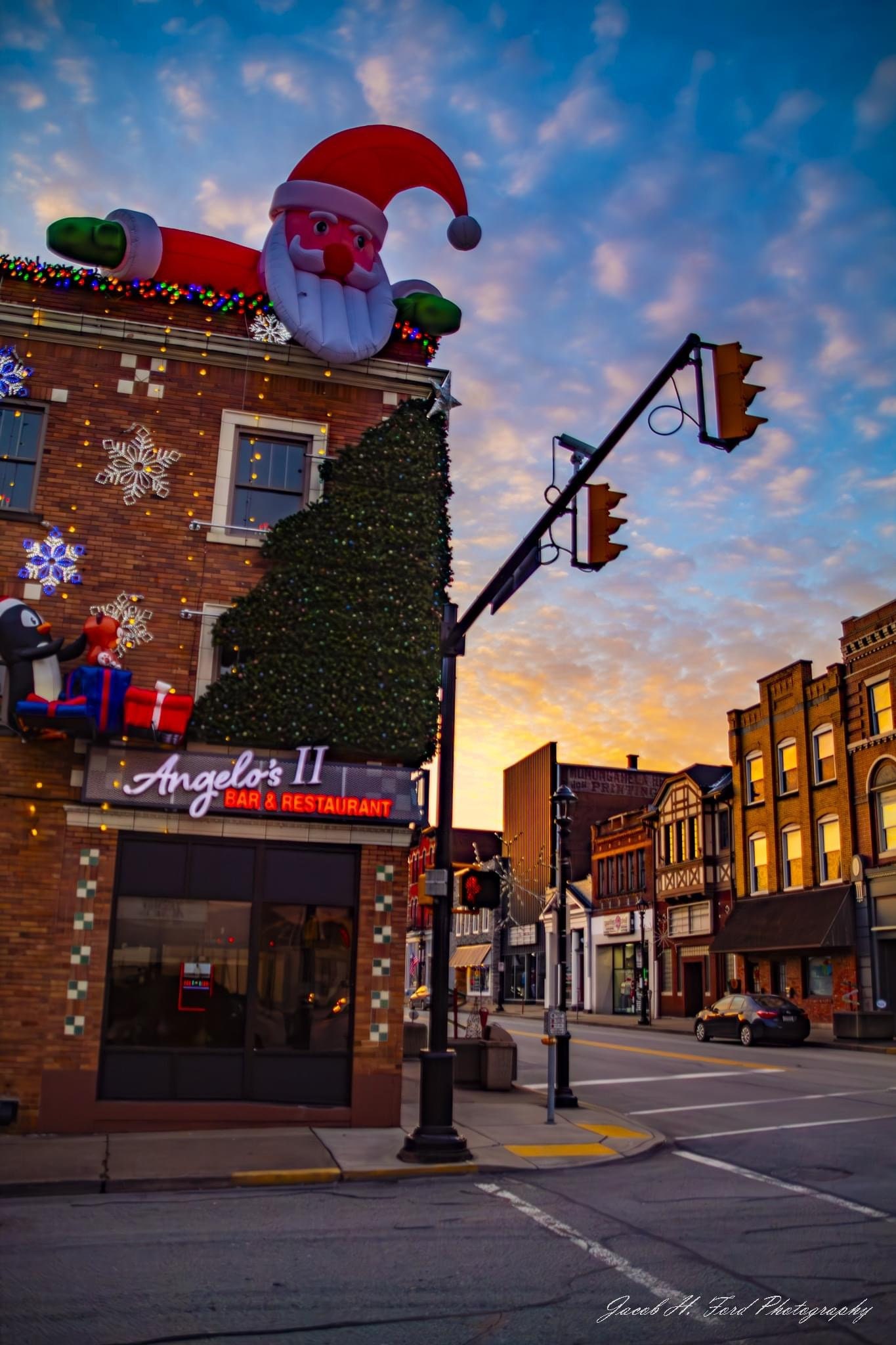 Santa Inflatable Over Angelo’s II Restaurant at Corner of 3rd Street ...