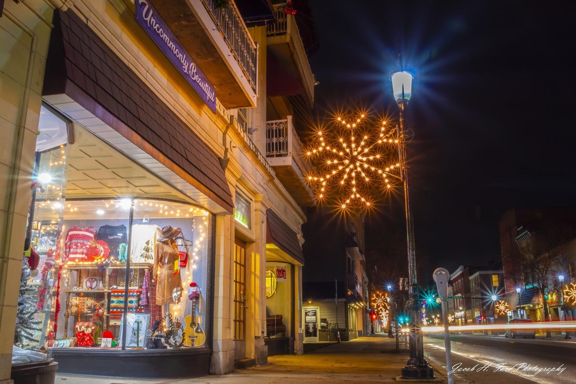 Uncommonly Beautiful Store Front on Main Street on December Night - Etsy