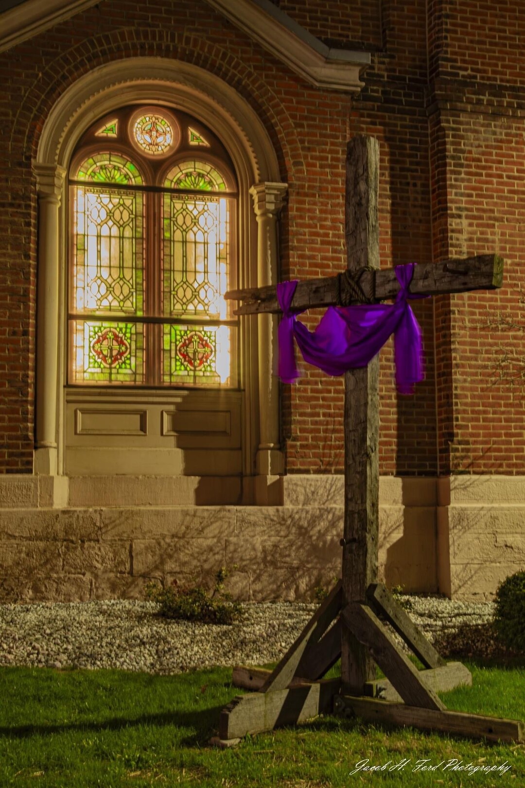 Wooden Cross in Front of First United Methodist Church of Monongahela ...
