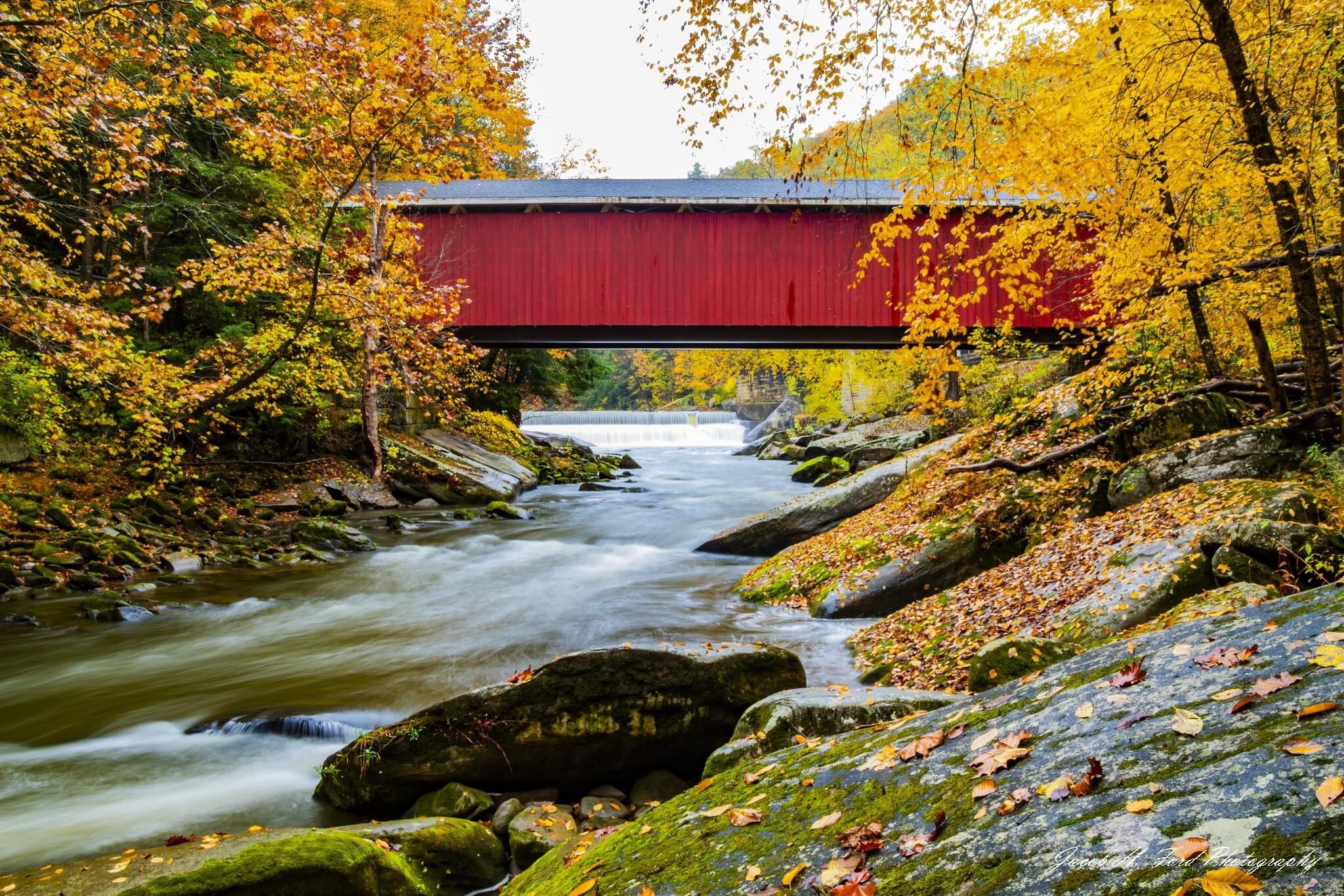 Mcconnells Mill Covered Bridge Over Slippery Rock Creek on Dreary ...