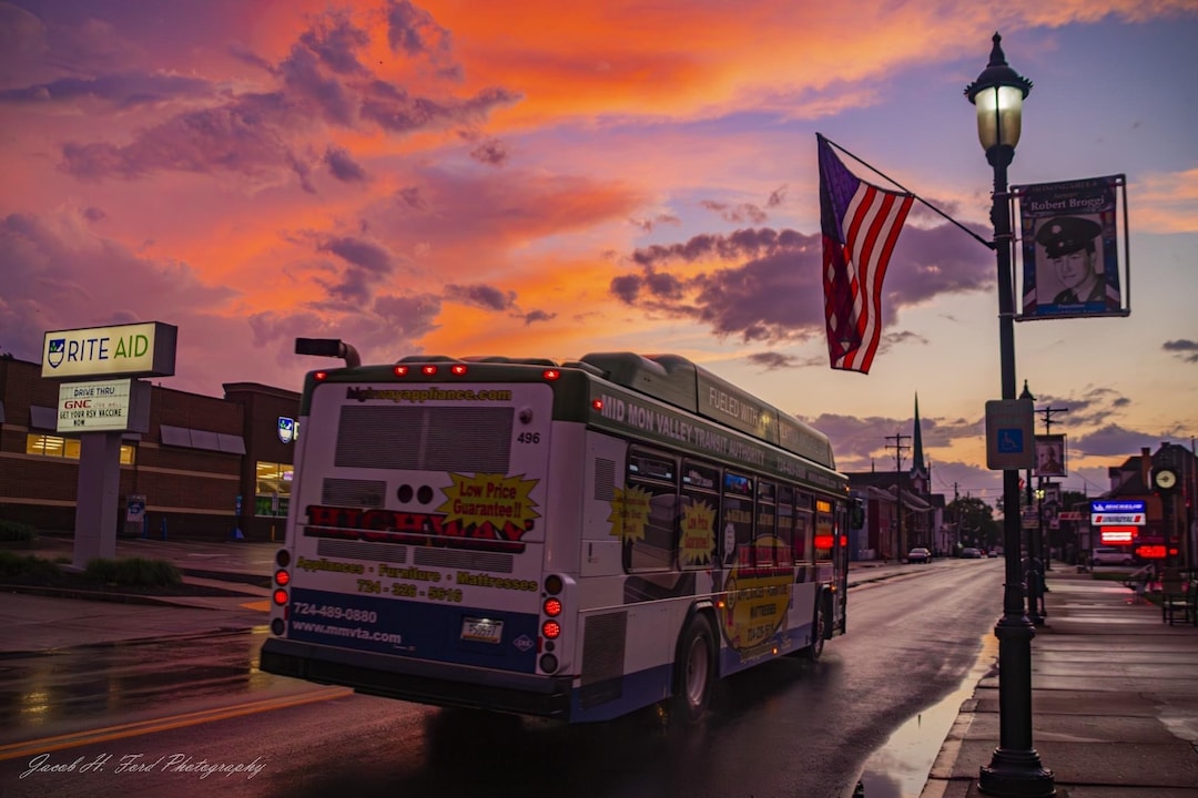 Mid Mon Valley Transit Bus Traveling on West Main Street During Vibrant ...