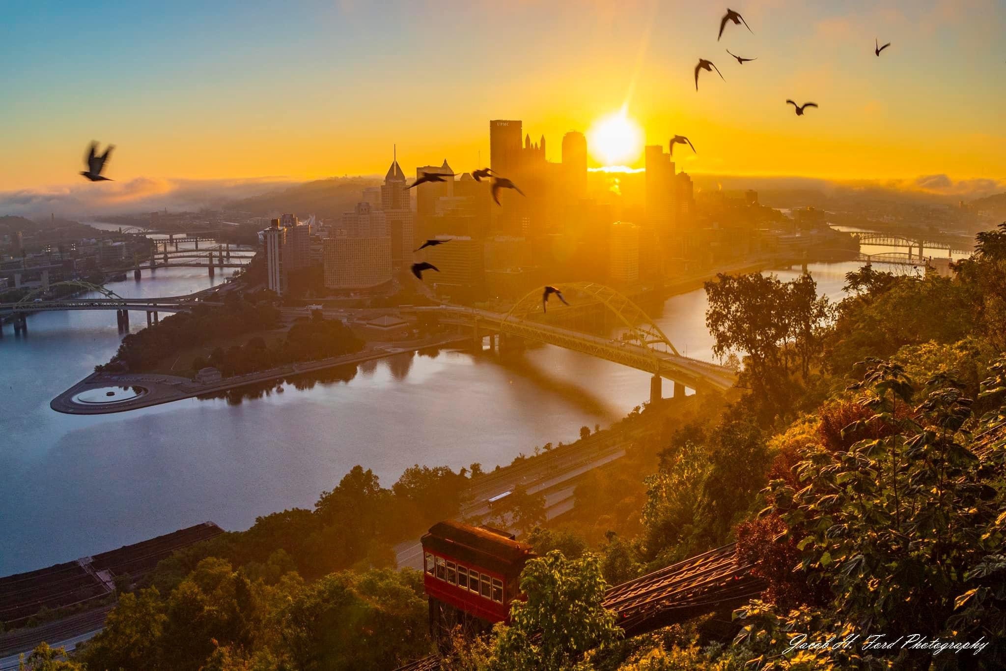 Birds Flying Above Duquesne Incline on Foggy September Morning - Etsy