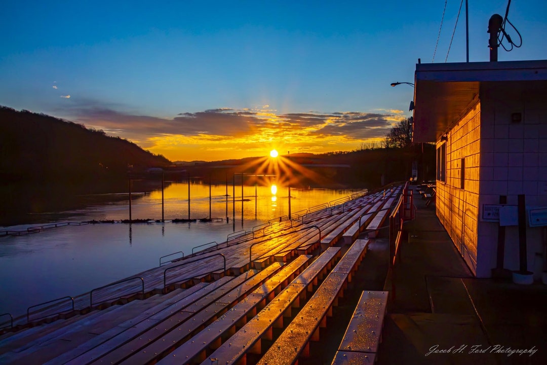 Golden Hour on January Morning From Aquatorium With High Waters on ...