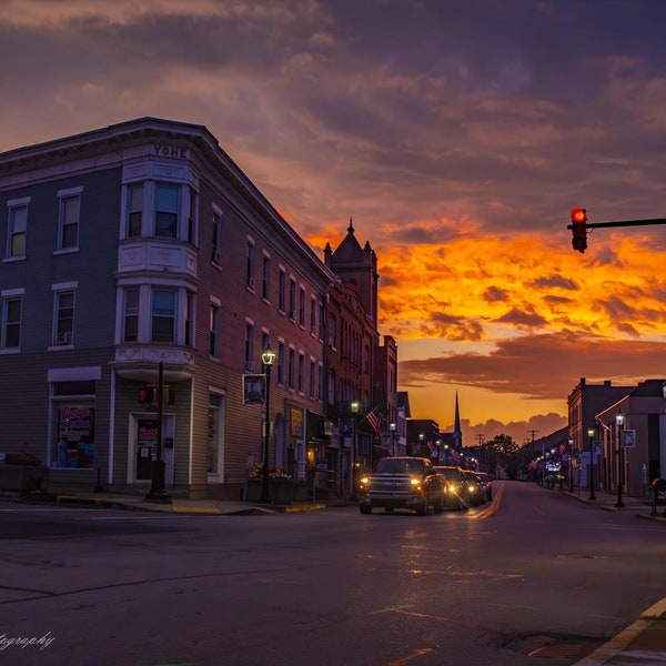 John Moreschi Gazebo With Christmas Tree at Dusk With Lamp Posts - Etsy