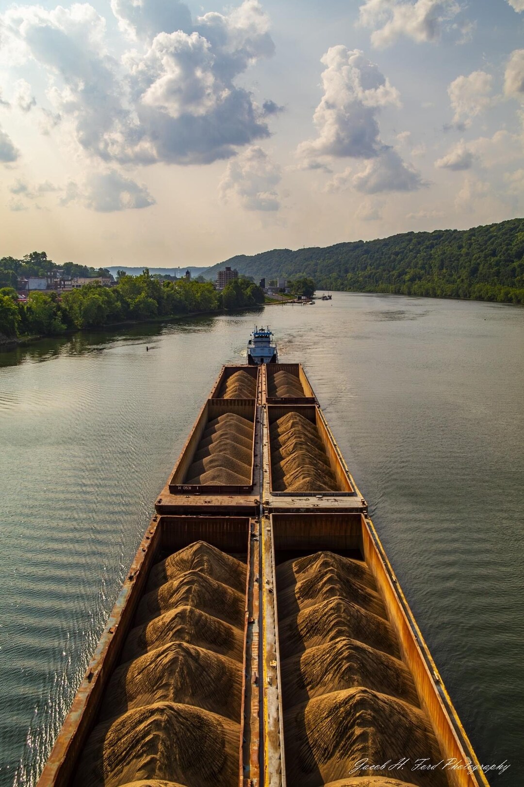 Barge Passing Under Mon City Bridge on Early Summer Evening - Etsy