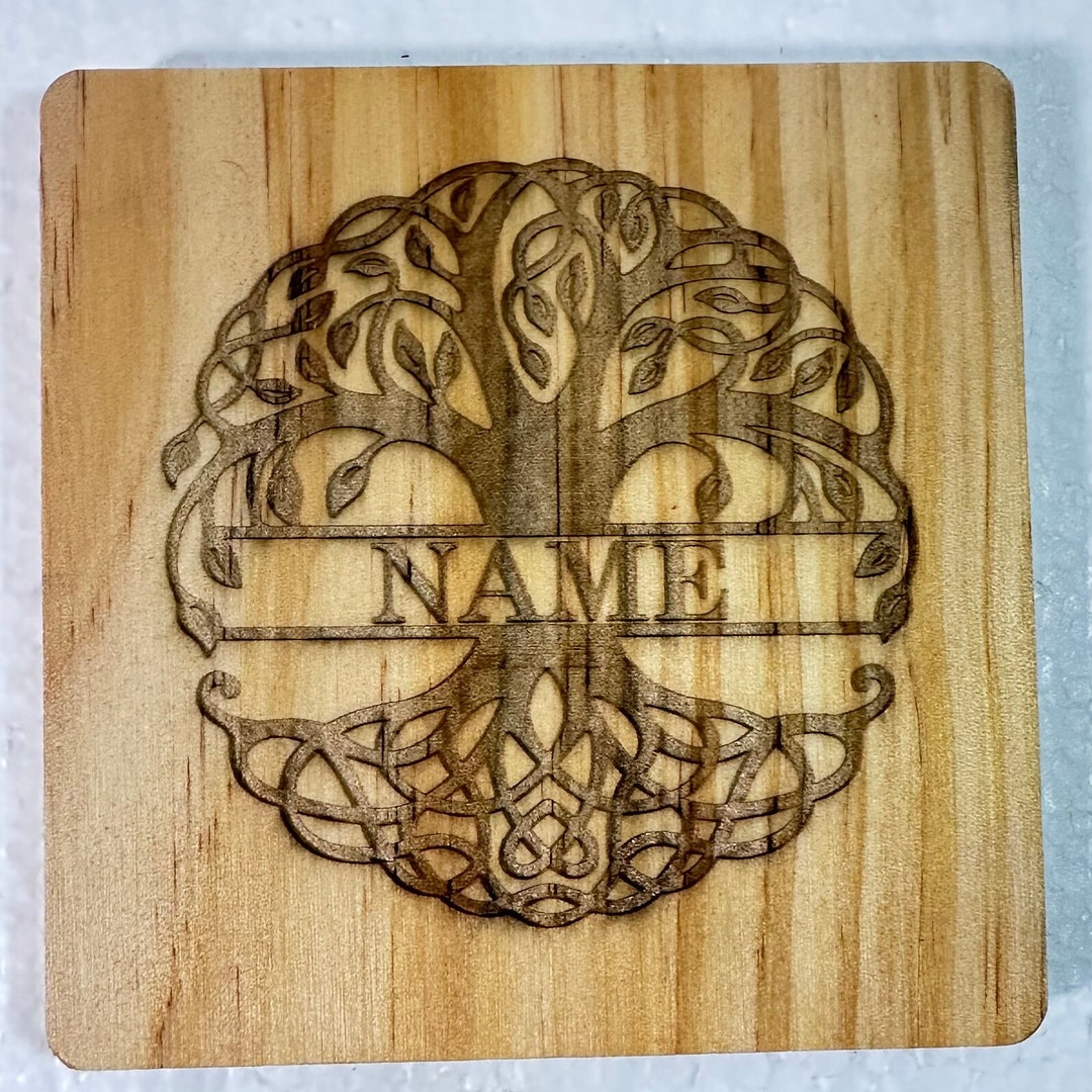 Laser Engraved Wood Family Tree of Life Name Monogram - Etsy