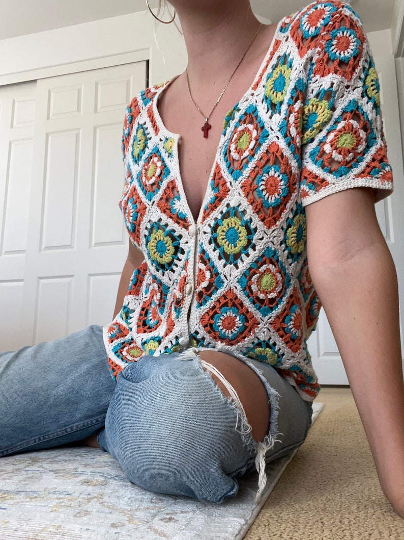 Colorful Crochet Top - Etsy