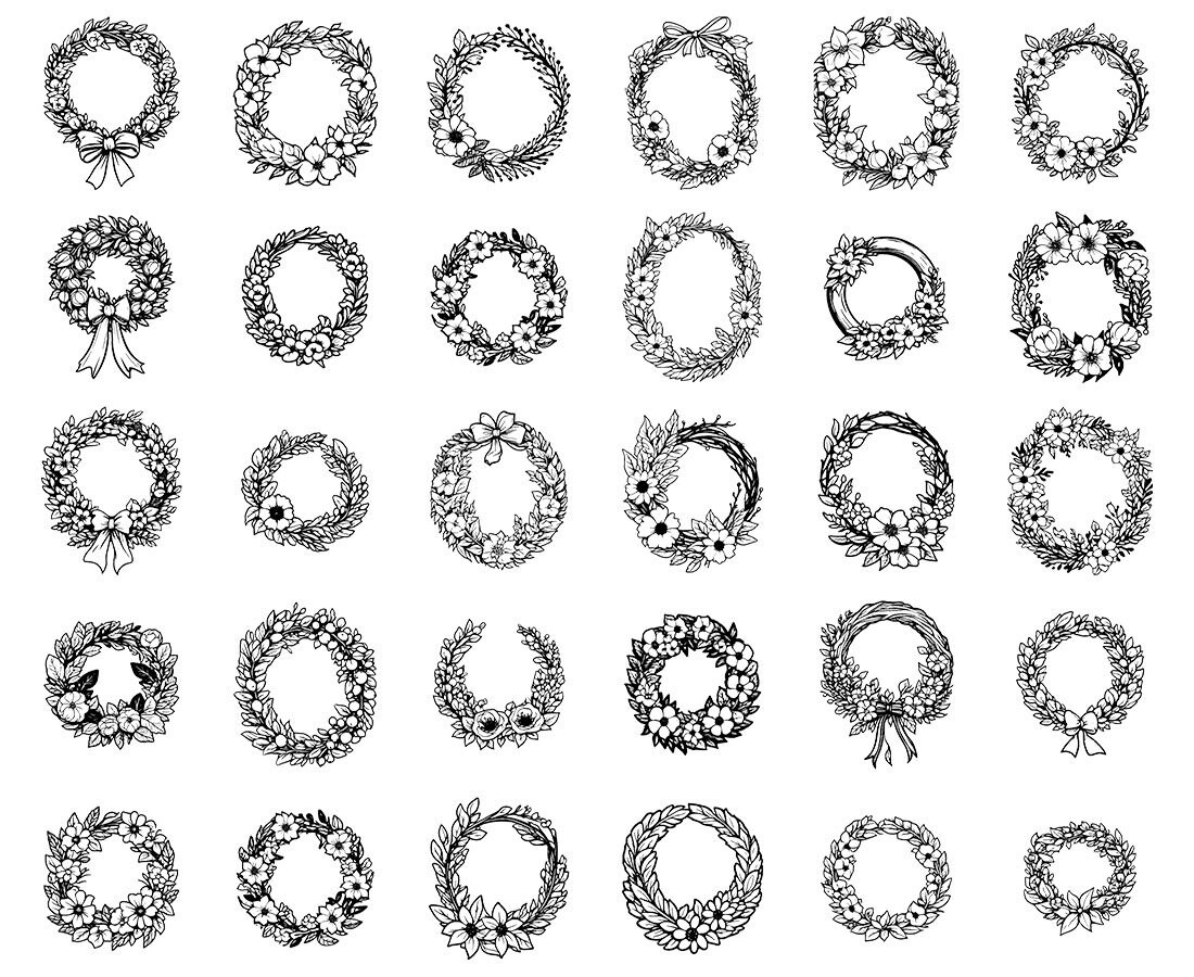 30 Wreath Designs - SVG & PNG - Etsy