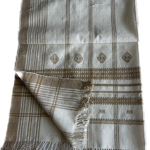 Cream Indian Bhujodi Handmade Wool Throw Rustic Farmhouse Blanket ...