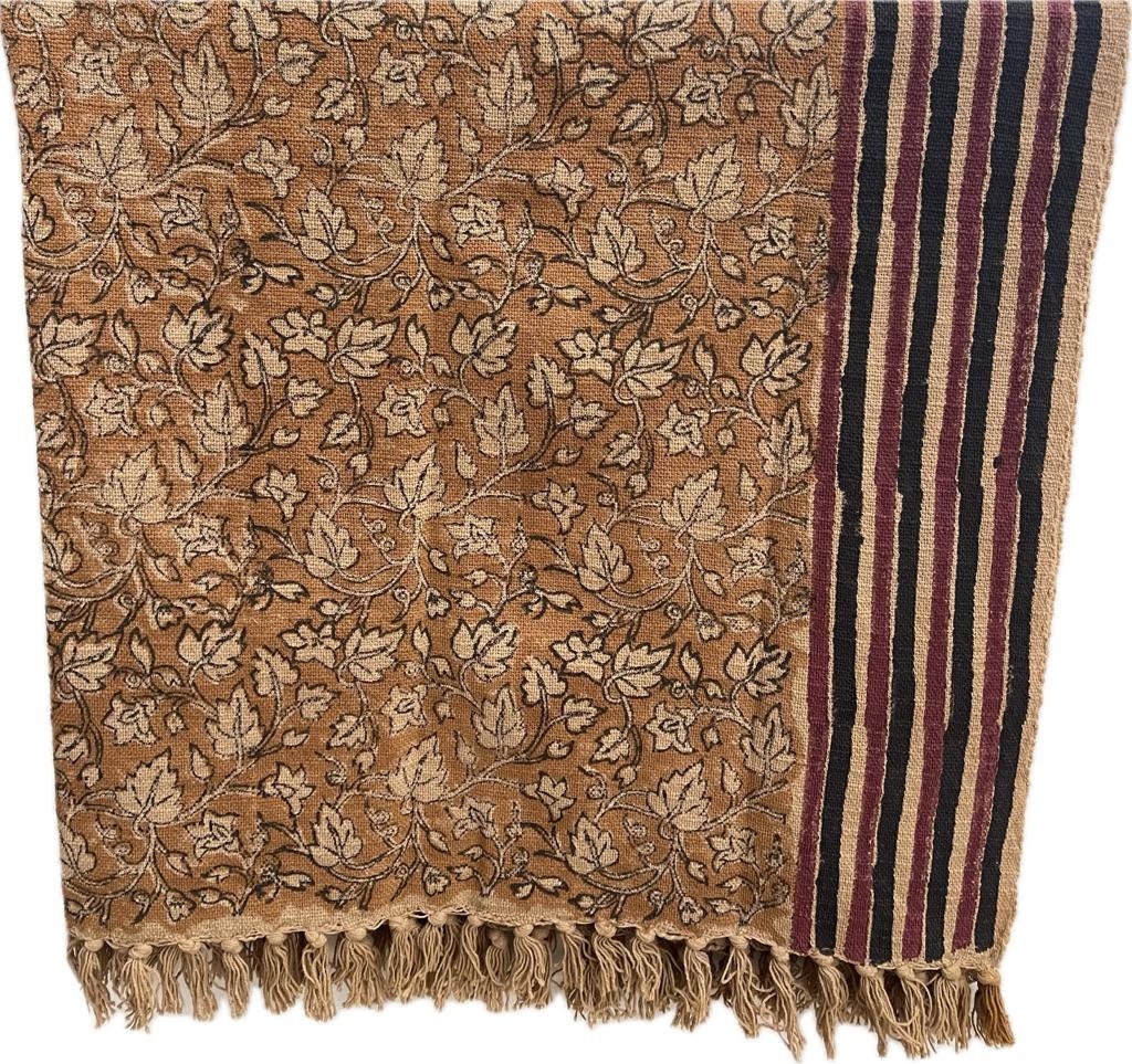 Boho Indian Mud Cloth Throw Blanket With Tassels Hand Loomed Block ...