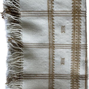 Cream Indian Bhujodi Handmade Wool Throw Rustic Farmhouse Blanket ...