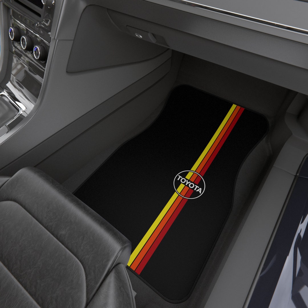 Pair of All-weather Racing Stripes Car Floor Mats 2x Front Red Orange ...